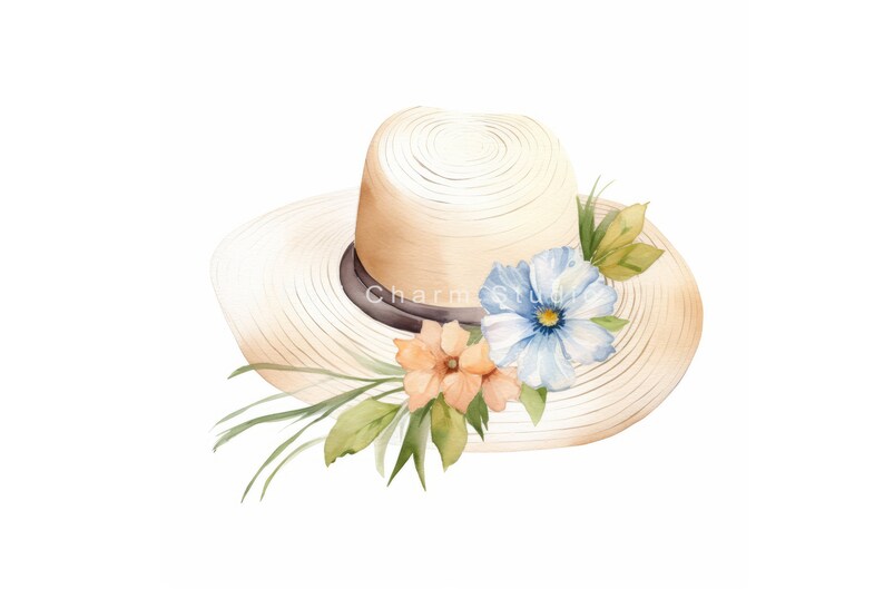 Summer Hat Clipart Bundle, 9 High Quality Jpgs, Commercial Use, Digital ...
