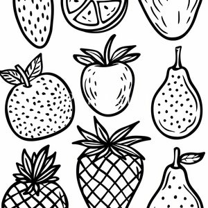 Fruits Coloring Page for Kids, Instant Download, Coloring Book, Digital ...