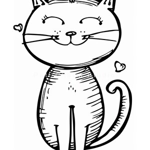 Cute Cat Coloring Page for Kids, Instant Download, Coloring Book ...