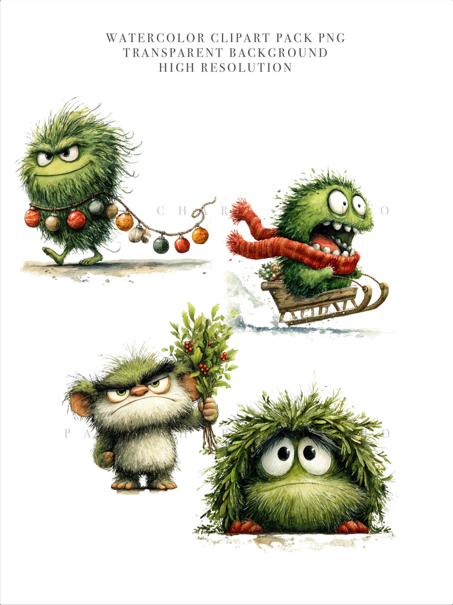 25 Grumpy Green Christmas Clipart Set, Funny Grumpy Christmas Pngs ...