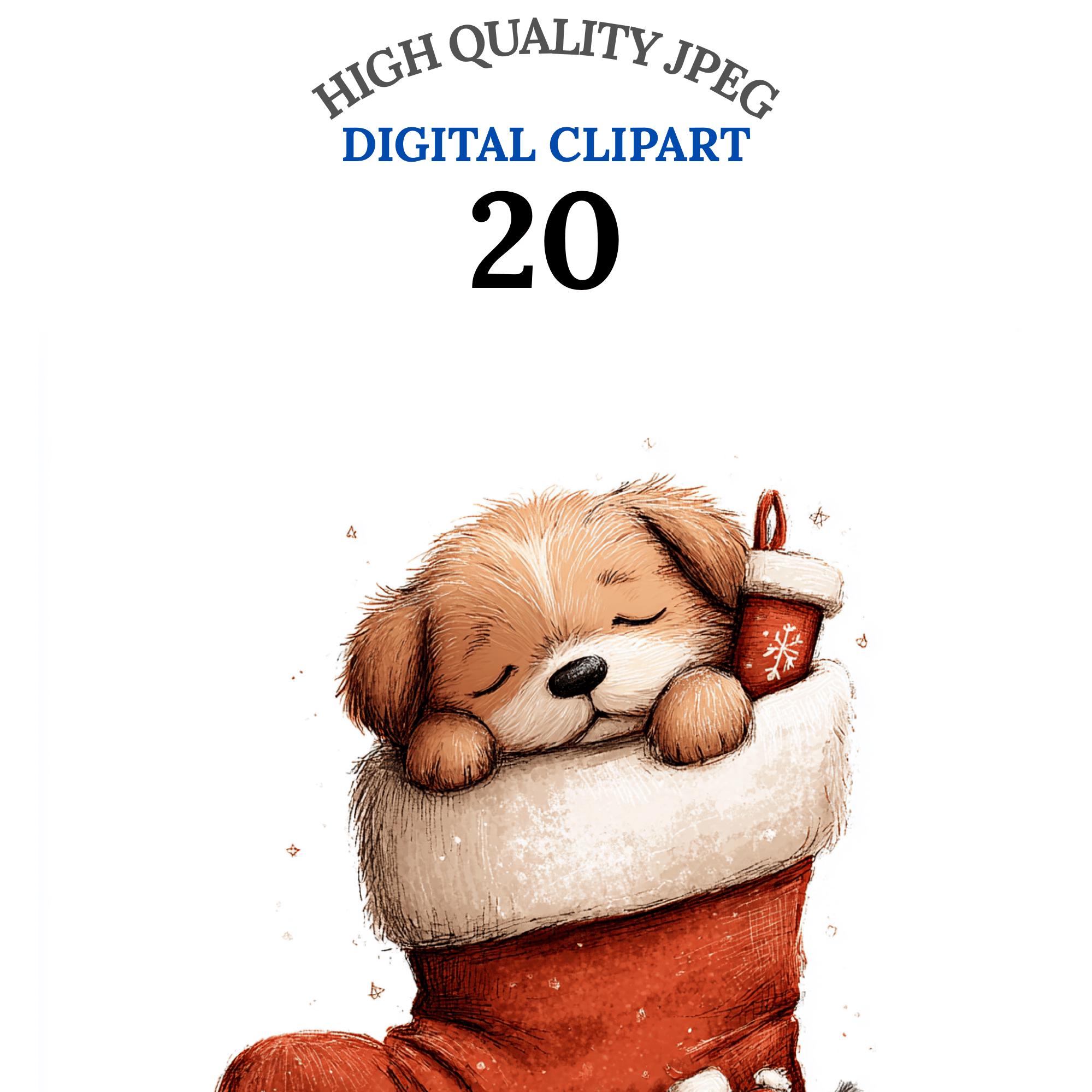 Puppy Christmas Socks Clipart Set, Cute Dog in Holiday Stocking ...