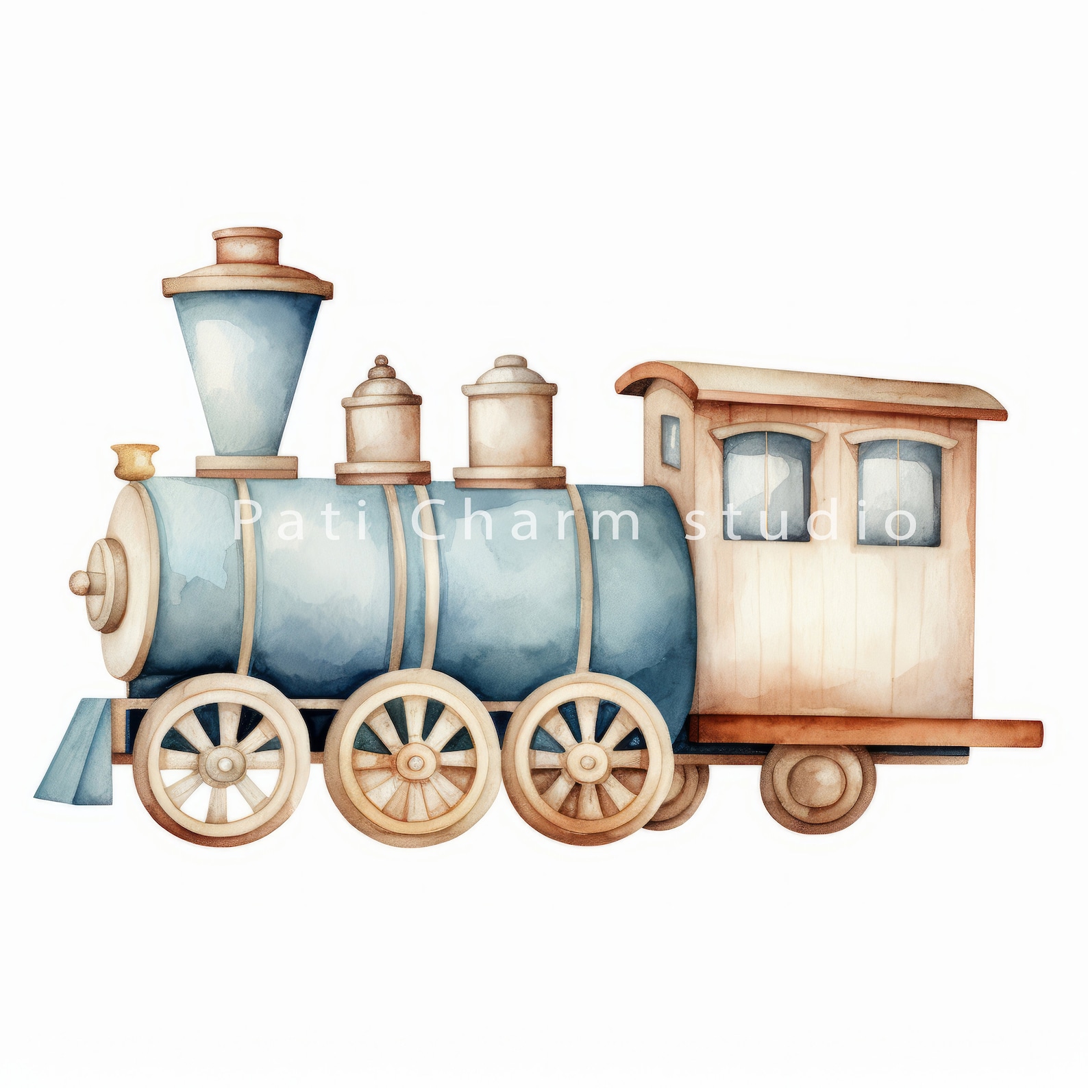 Watercolor Train Clipart Bundle, High Quality Jpgs, Nursery Wall Art ...