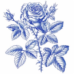 Watercolor Chinoiserie Clipart Bundle, Blue Chinese Flowers Clipart ...