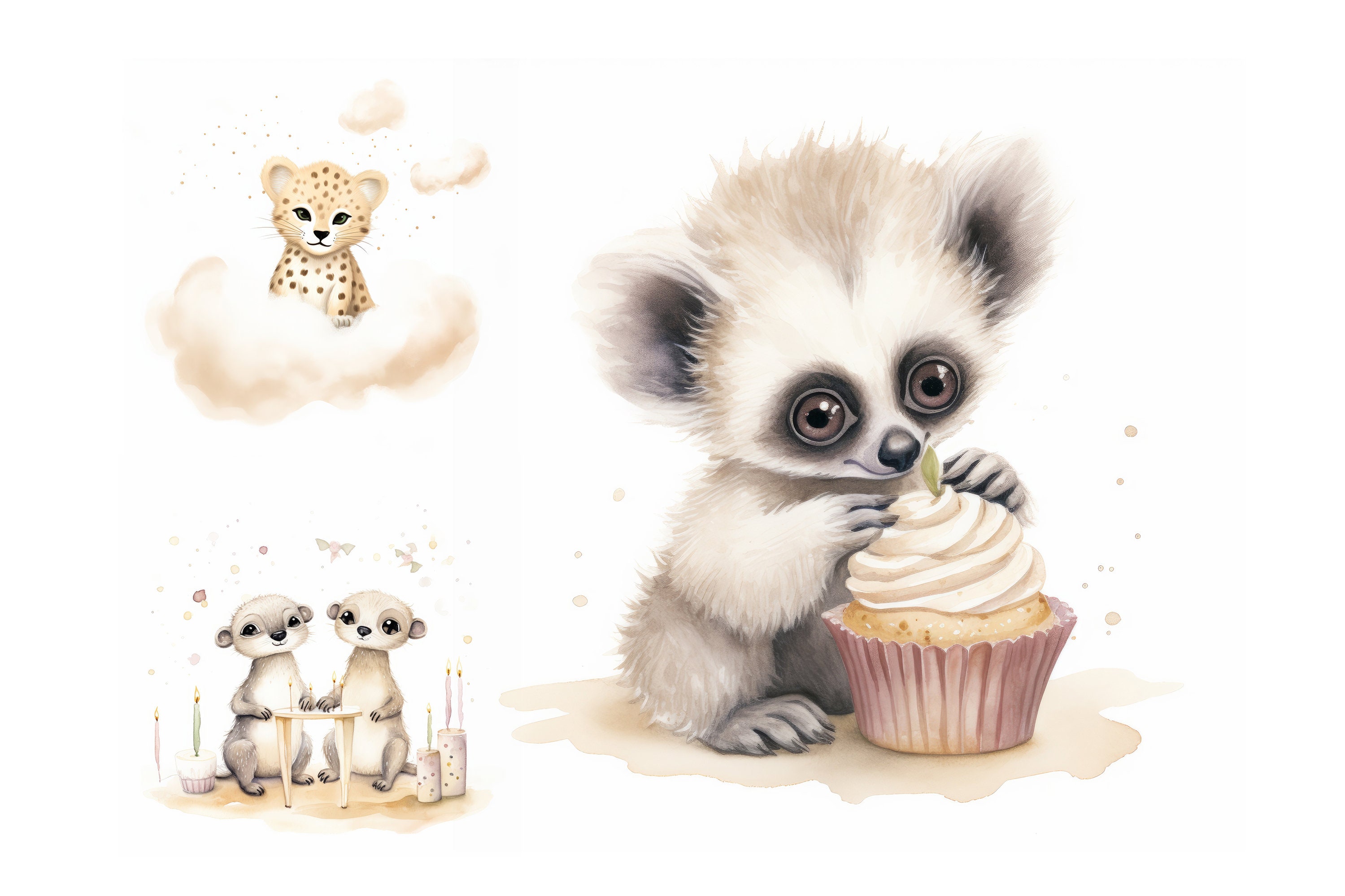 Cute Baby Animal Clipart Bundle, High Quality Jpgs, Nursery Clipart ...