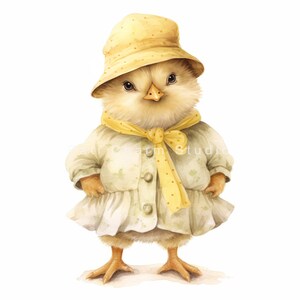 Watercolor Easter Chicken Clipart Set, Digital Planner, Cute Little ...