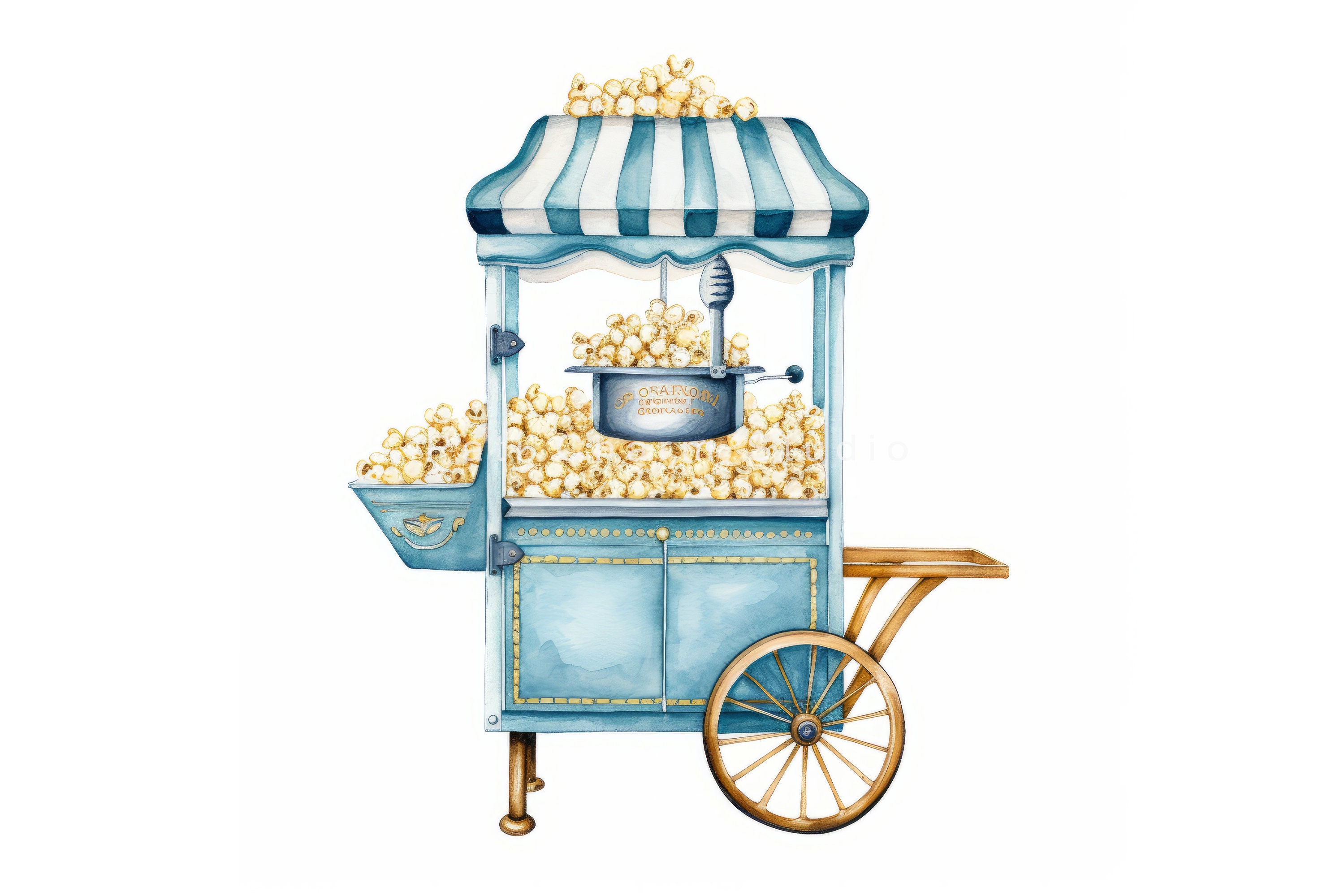 Blue Popcorn Clipart Set, High Quality Jpgs, Digital Clipart for Kids ...