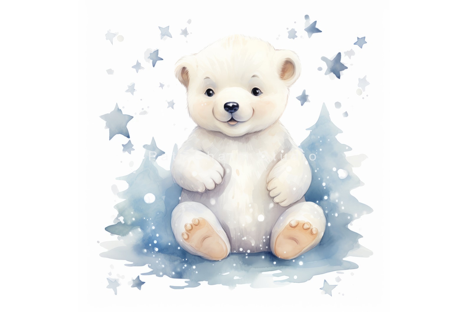 Watercolor Polar Bear Clipart Bundle, High Quality Jpgs, Cute White ...