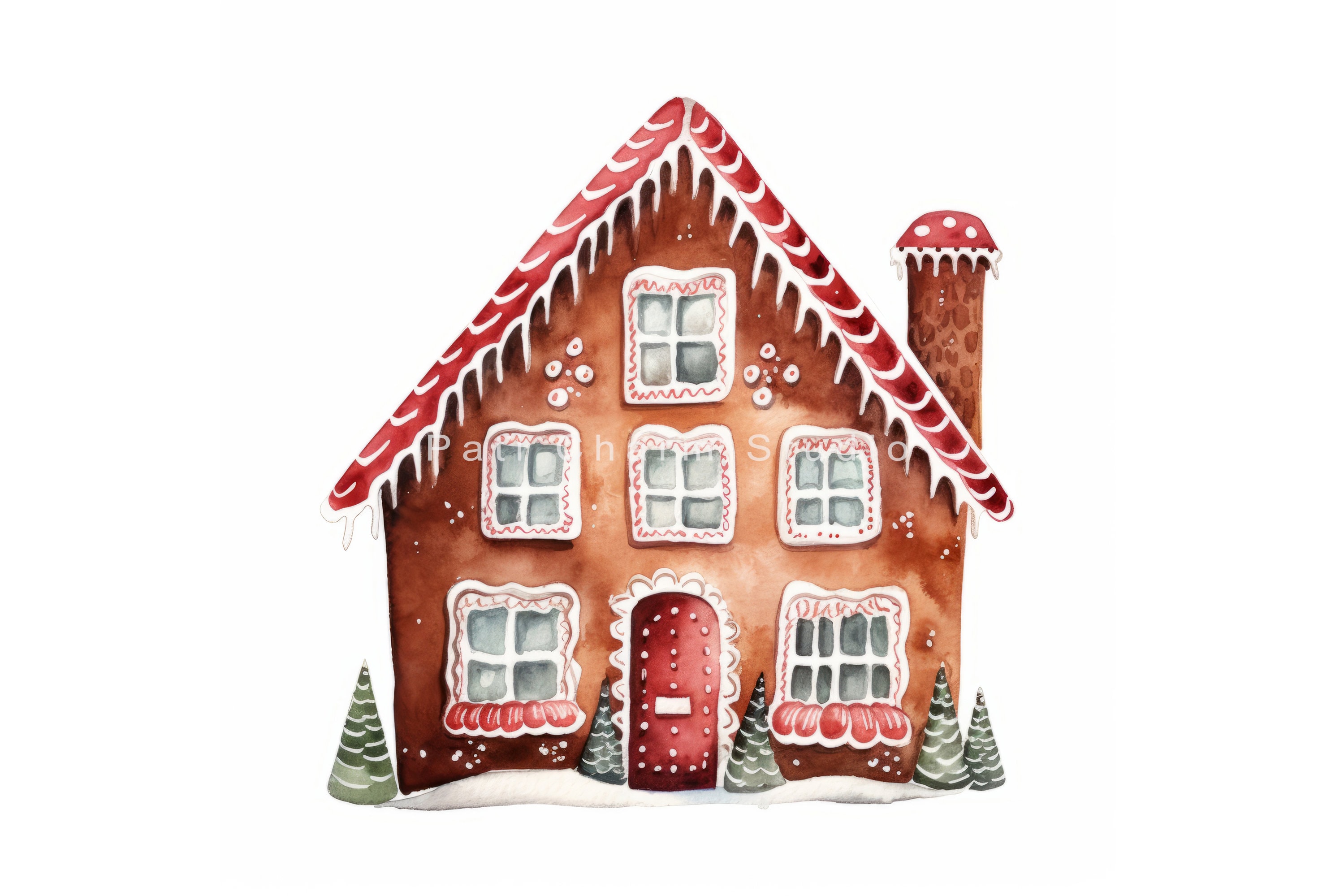 Christmas Gingerbread House Clipart Bundle, Jpgs, Watercolor Clipart ...