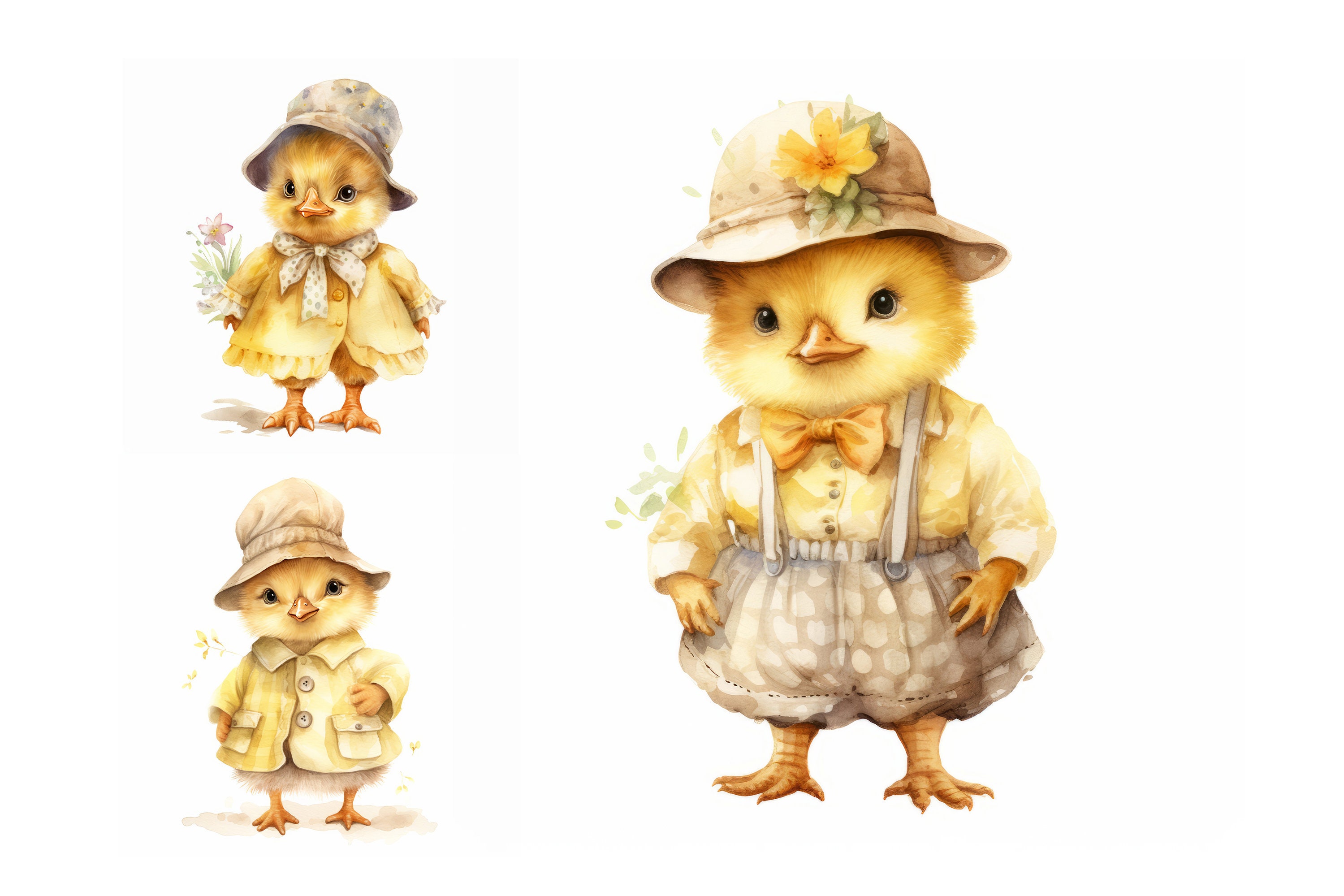 Watercolor Easter Chicken Clipart Set, Digital Planner, Cute Little ...