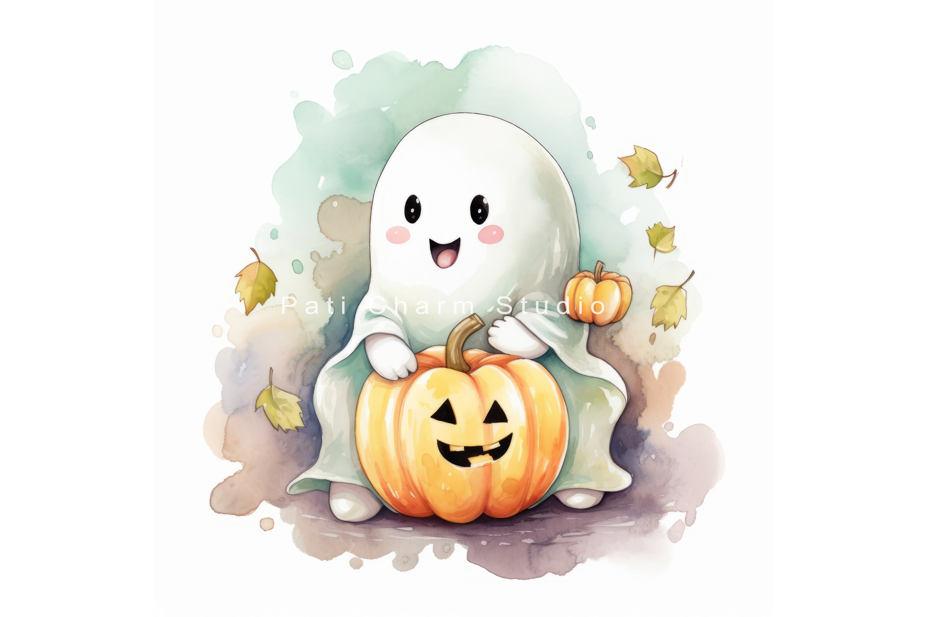 Cute Ghost Clipart Bundle Watercolor Halloween Clipart High - Etsy