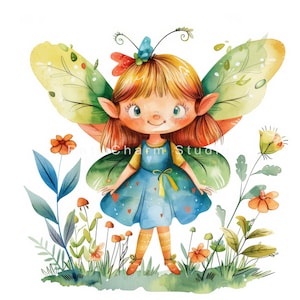 Cute Fairy Garden Clipart Bundle, Fairy Clipart, Little Fairy Girl ...