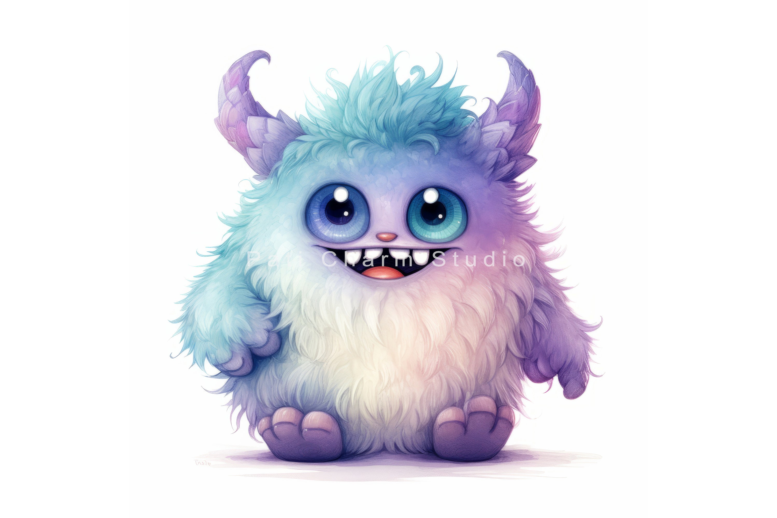 Cute Monster Clipart Bundle, High Quality Jpgs, Watercolor Monster for ...