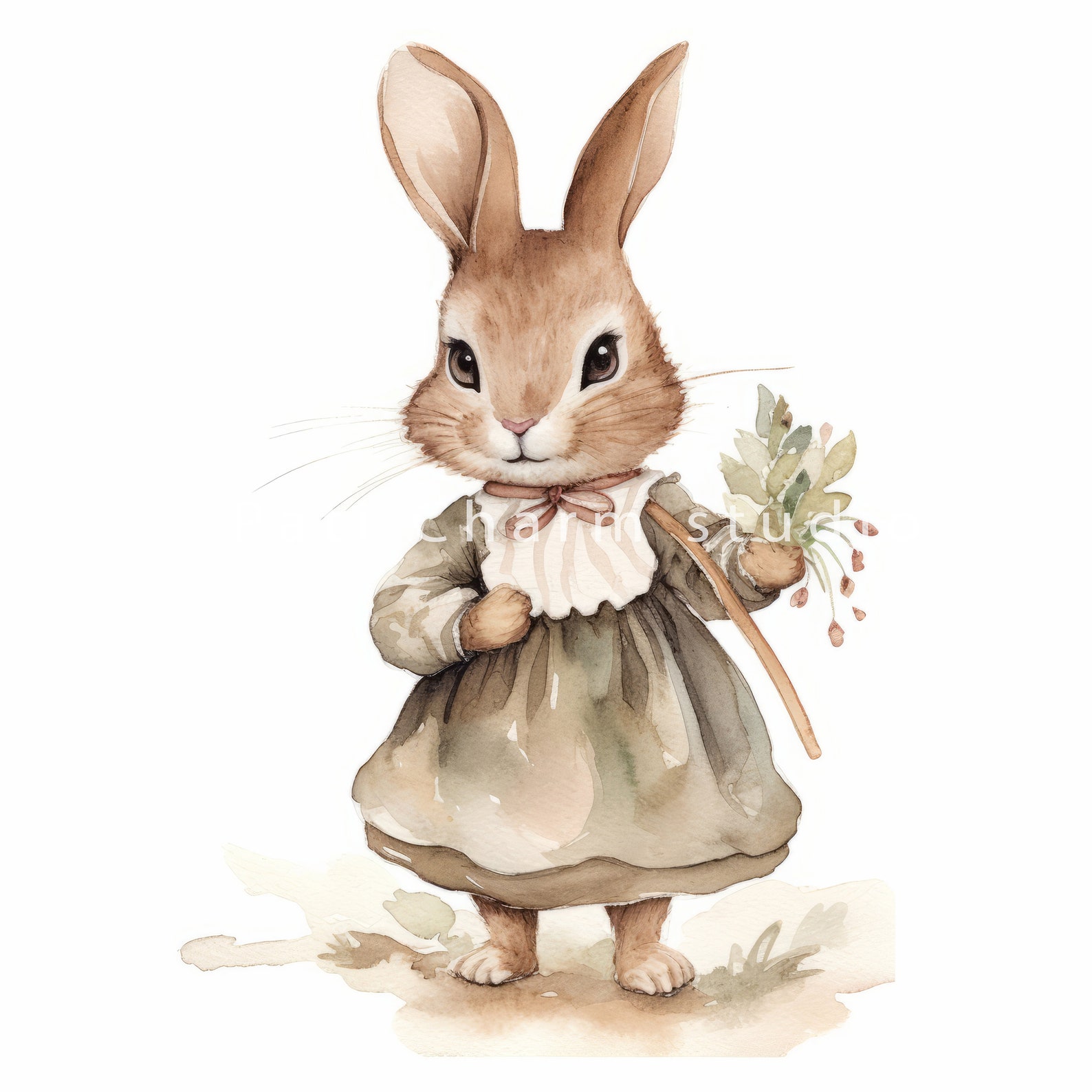 Watercolor Bunny Clipart, High Quality Jpgs, Watercolor Wall Art ...