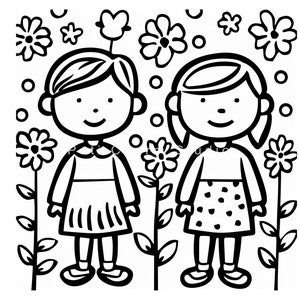 Happy Kids Coloring Page for Kids, Instant Download, Coloring Book ...