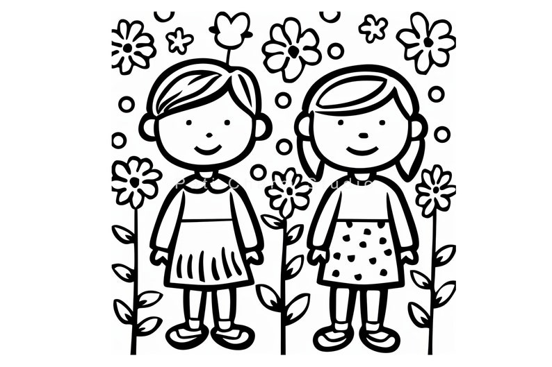 Happy Kids Coloring Page for Kids, Instant Download, Coloring Book ...
