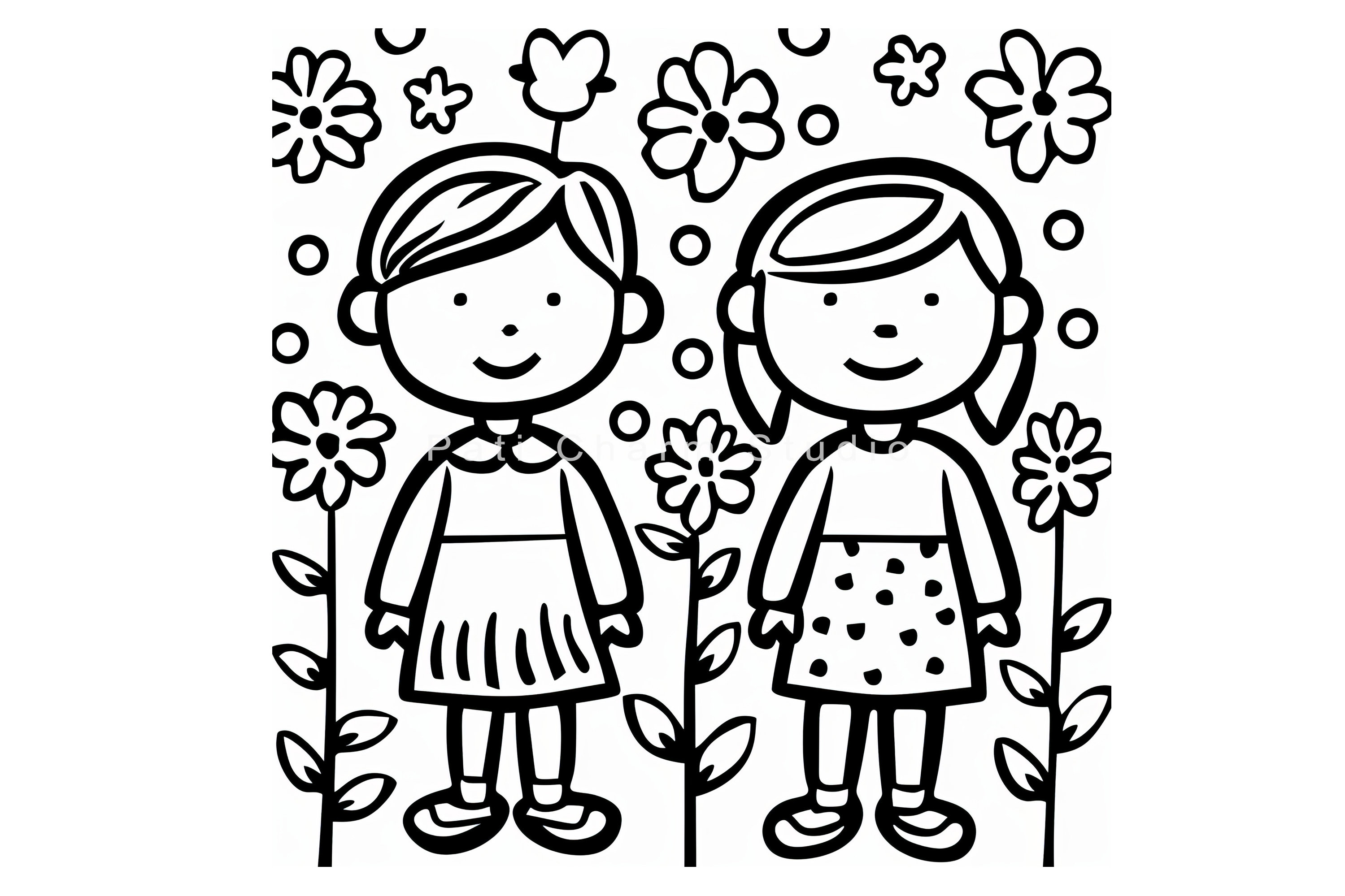 Happy Kids Coloring Page for Kids, Instant Download, Coloring Book ...