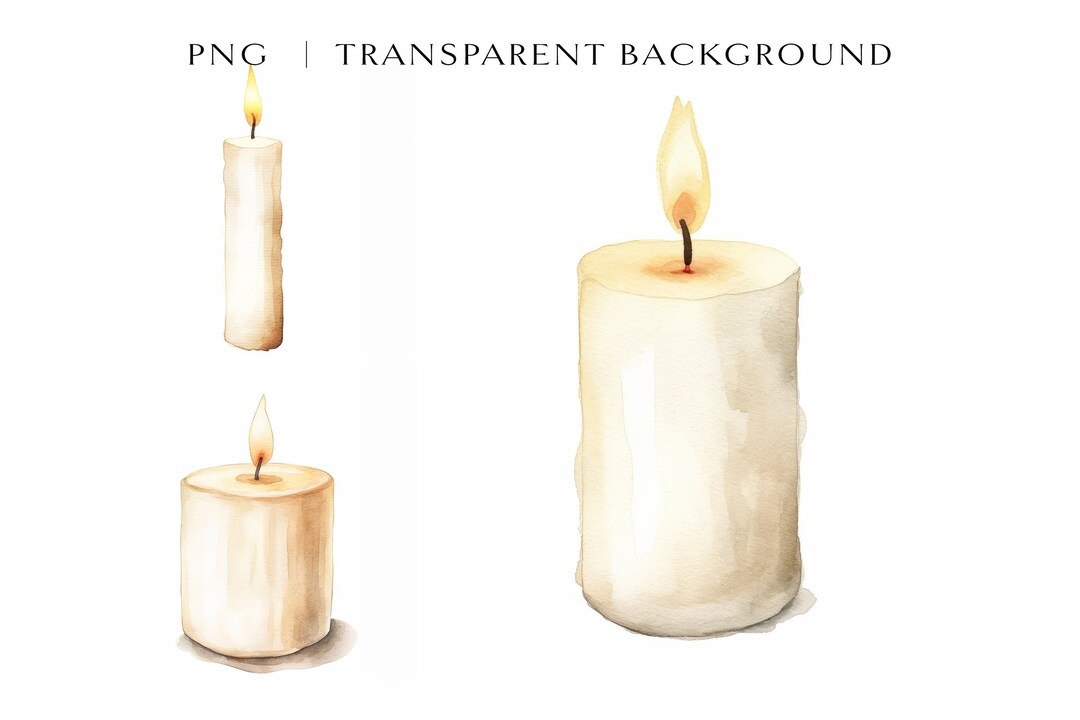 Watercolor Candles Clipart Bundle PNG, High Quality, Wedding Clipart ...