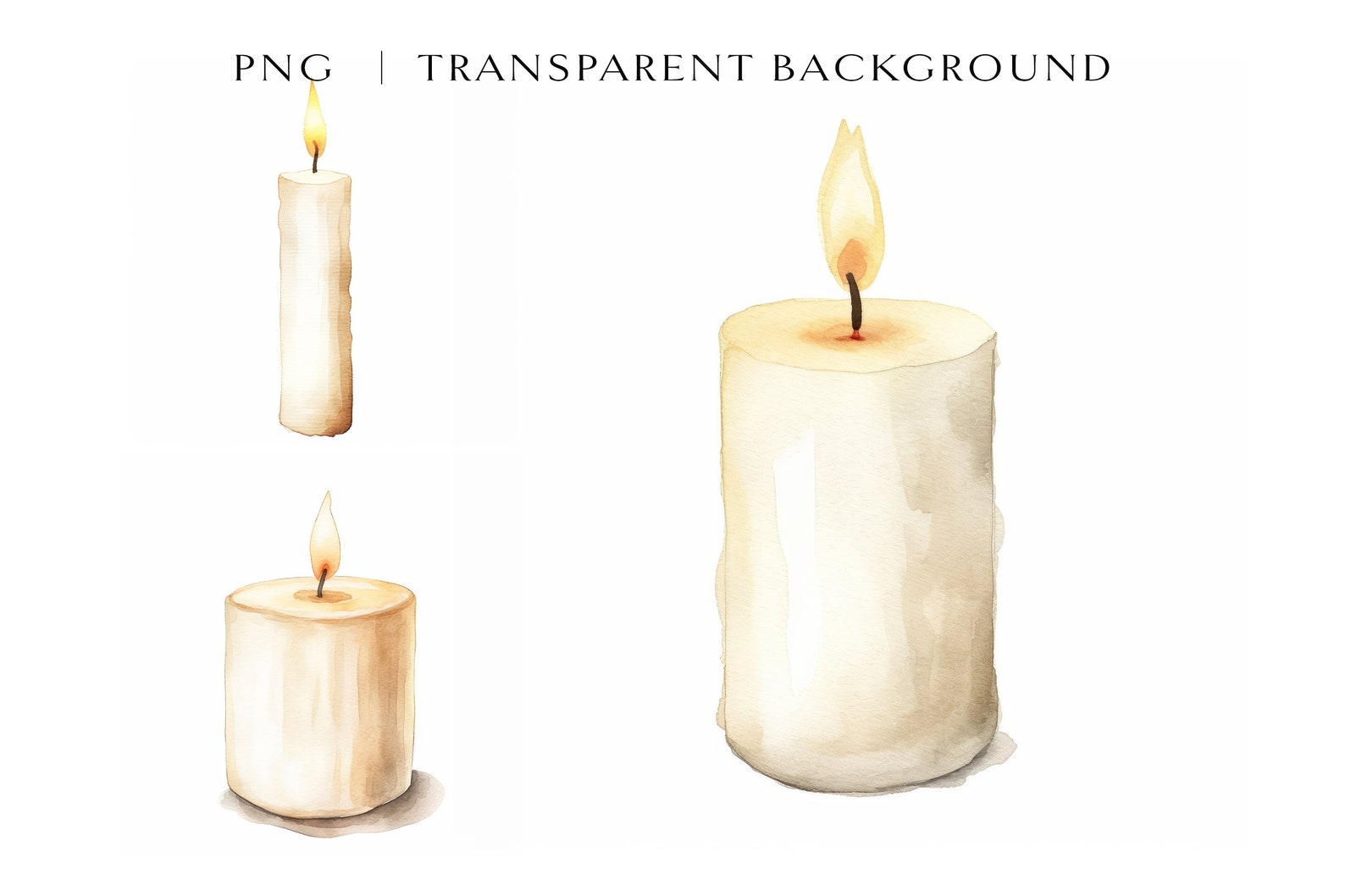 Watercolor Candles Clipart Bundle PNG, High Quality, Wedding Clipart ...