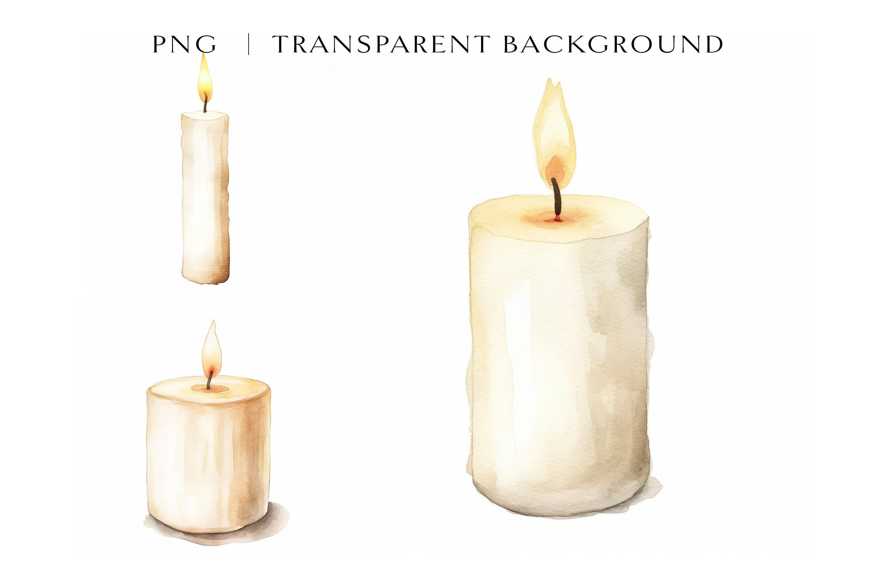 Watercolor Candles Clipart Bundle PNG, High Quality, Wedding Clipart ...