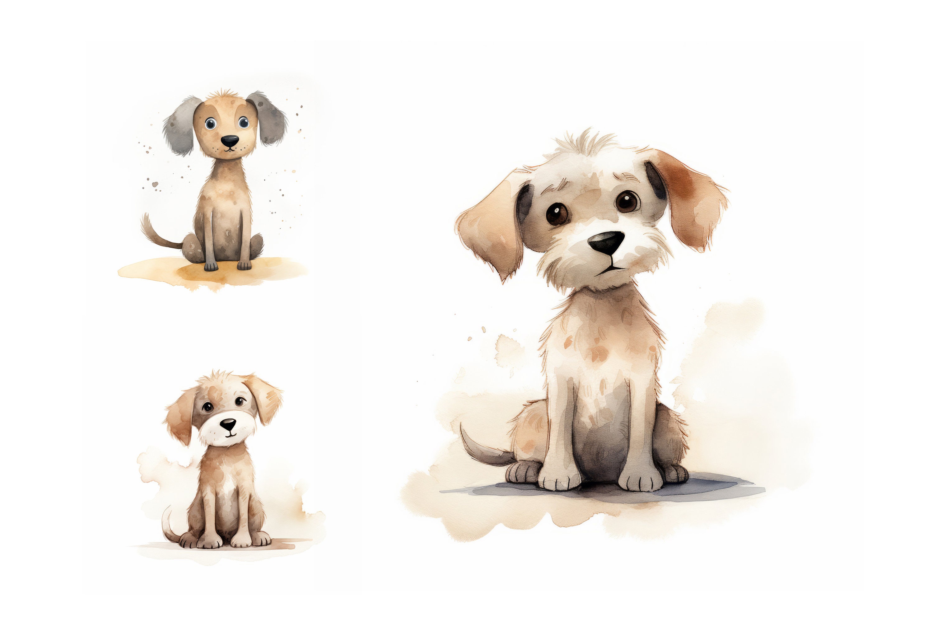 Doodle Dog Clipart Bundle, Watercolor Cute Dog Clipart, Junk Journal ...
