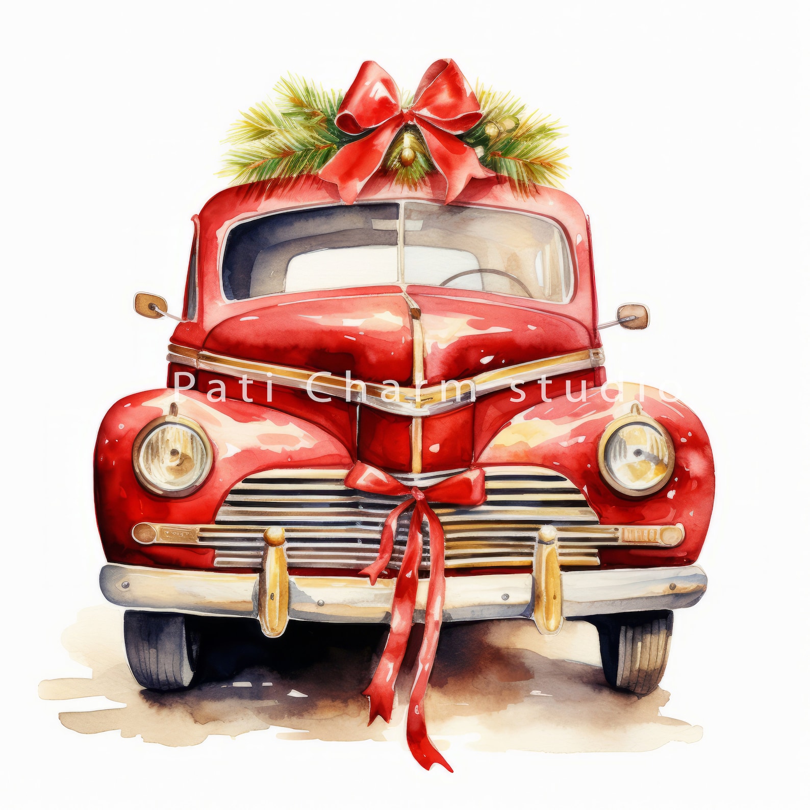 Christmas Cars Retro Clipart Bundle Vintage Car Holiday - Etsy