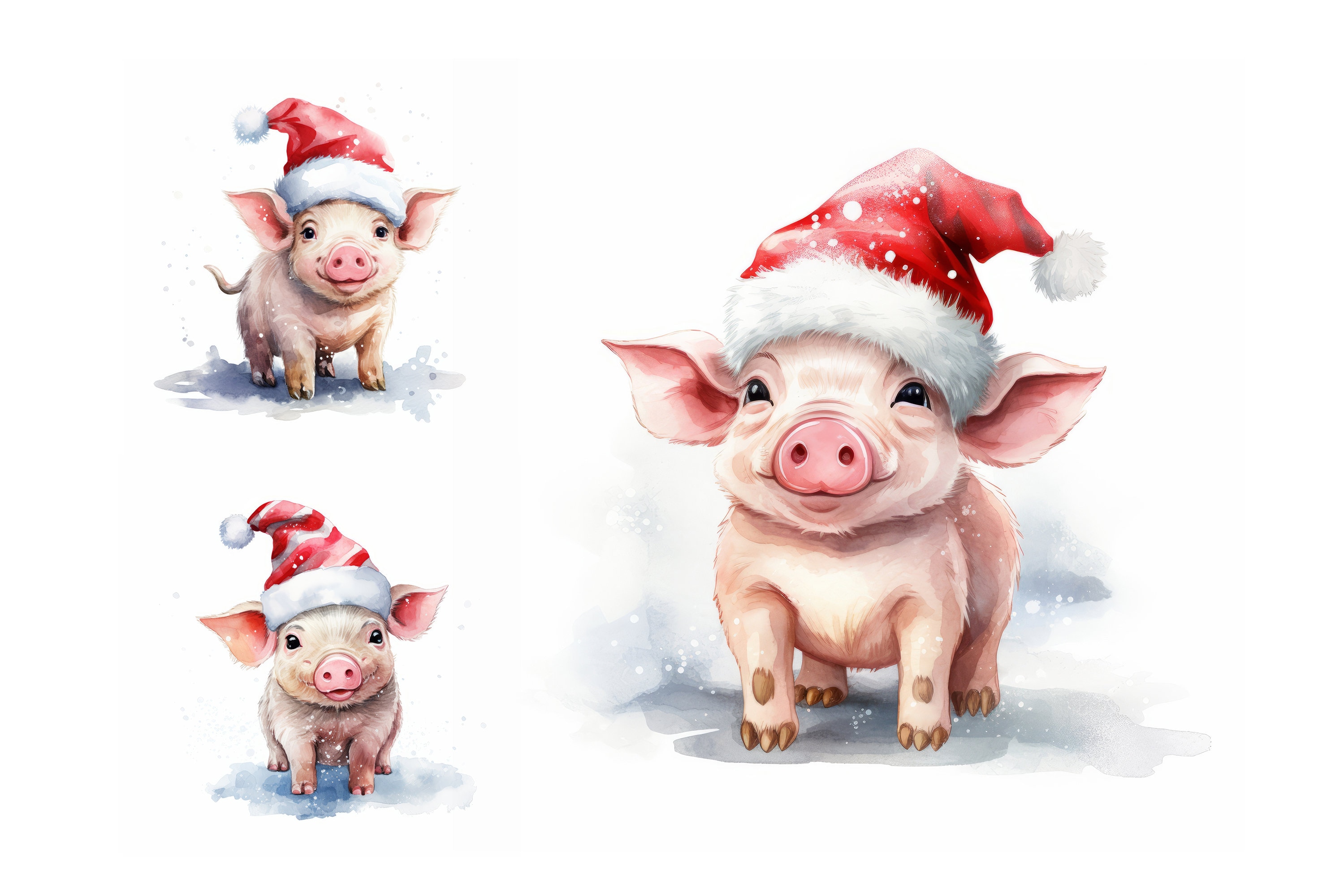 Christmas Pig Clipart Bundle Commercial Use Christmas Animal - Etsy