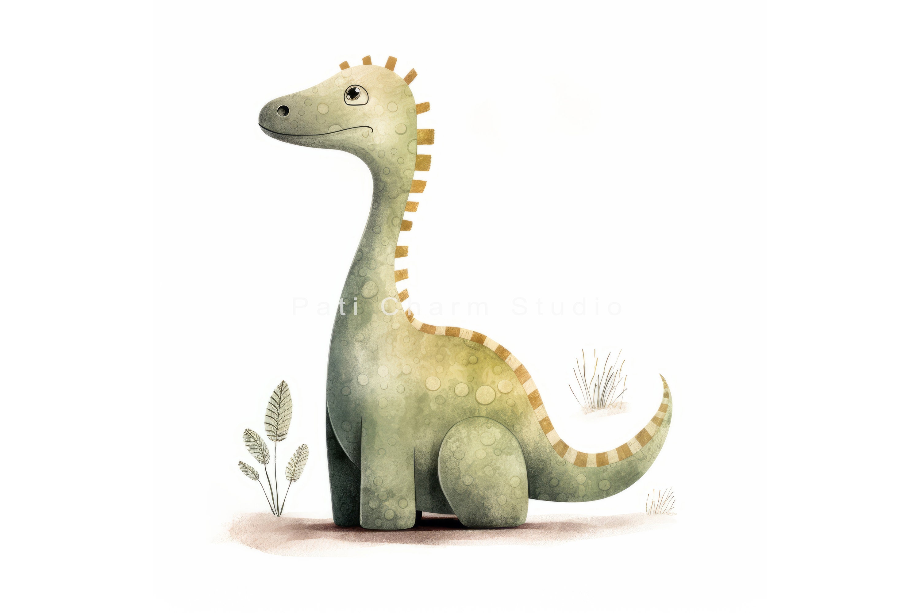 Watercolor Dinosaur Clipart Bundle, Jpgs, Cute Brontosaur Clipart, Baby ...