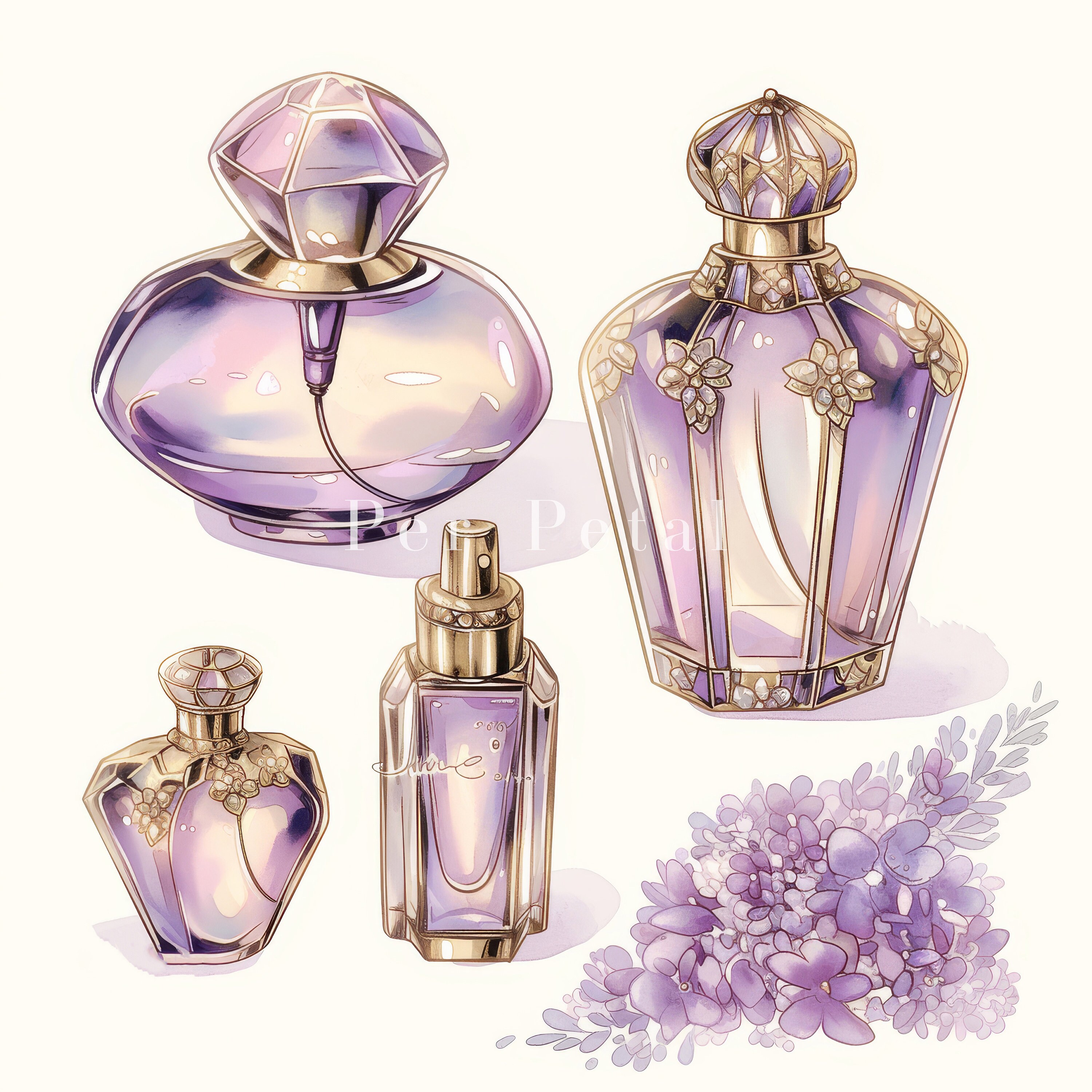 Bottle of Perfumes Clipart Bundle, High Quality Jpgs, Woman Clipart ...