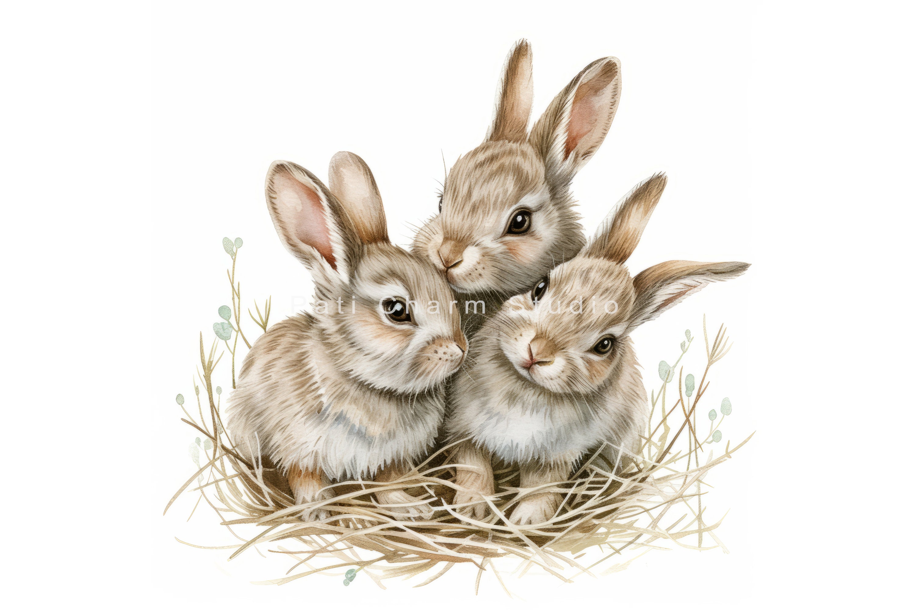 Easter Bunny Family Clipart Bundle, Digital Clipart, Watercolor Easter ...