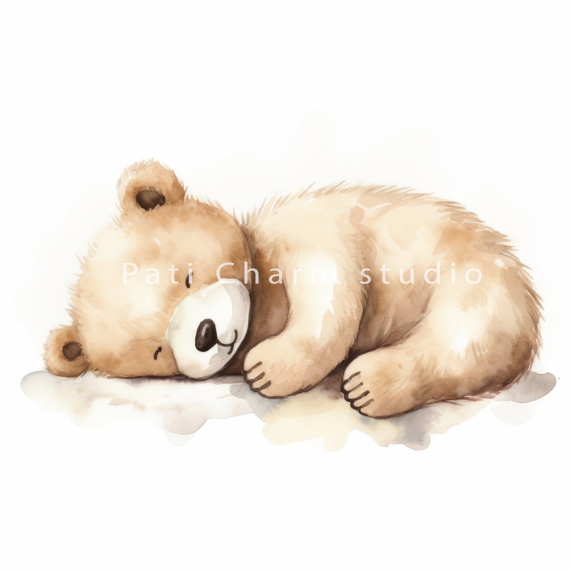 Watercolor Sleepy Bears Clipart Set, Jpgs, Sleeping Baby Animals ...