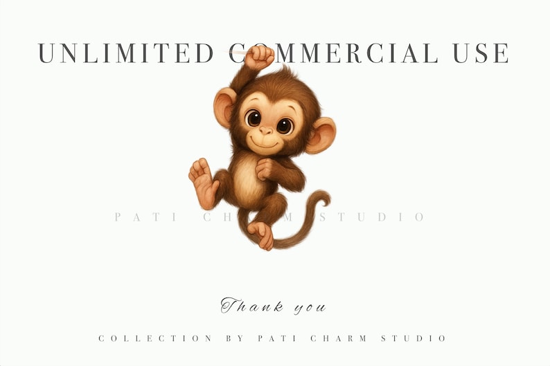 Baby Monkey Clipart PNG, Watercolor Jungle Safari Animals, Cute Monkey ...