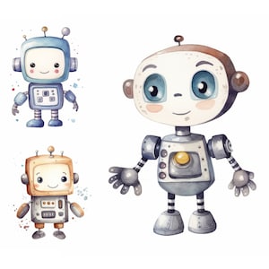 Vintage Robots Clipart - Nursery Wall Art - High Resolution JPG - Baby ...