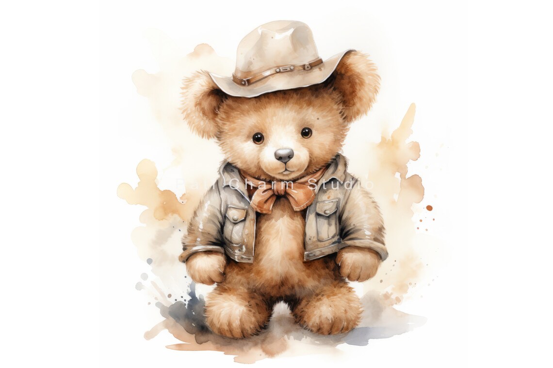 Cowboy Teddy Bear Clipart Bundle High Quality Jpgs Cowboy - Etsy