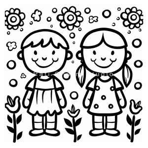 Happy Kids Coloring Page for Kids, Instant Download, Coloring Book ...