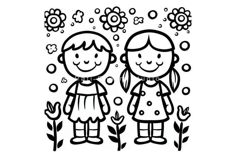 Happy Kids Coloring Page for Kids, Instant Download, Coloring Book ...