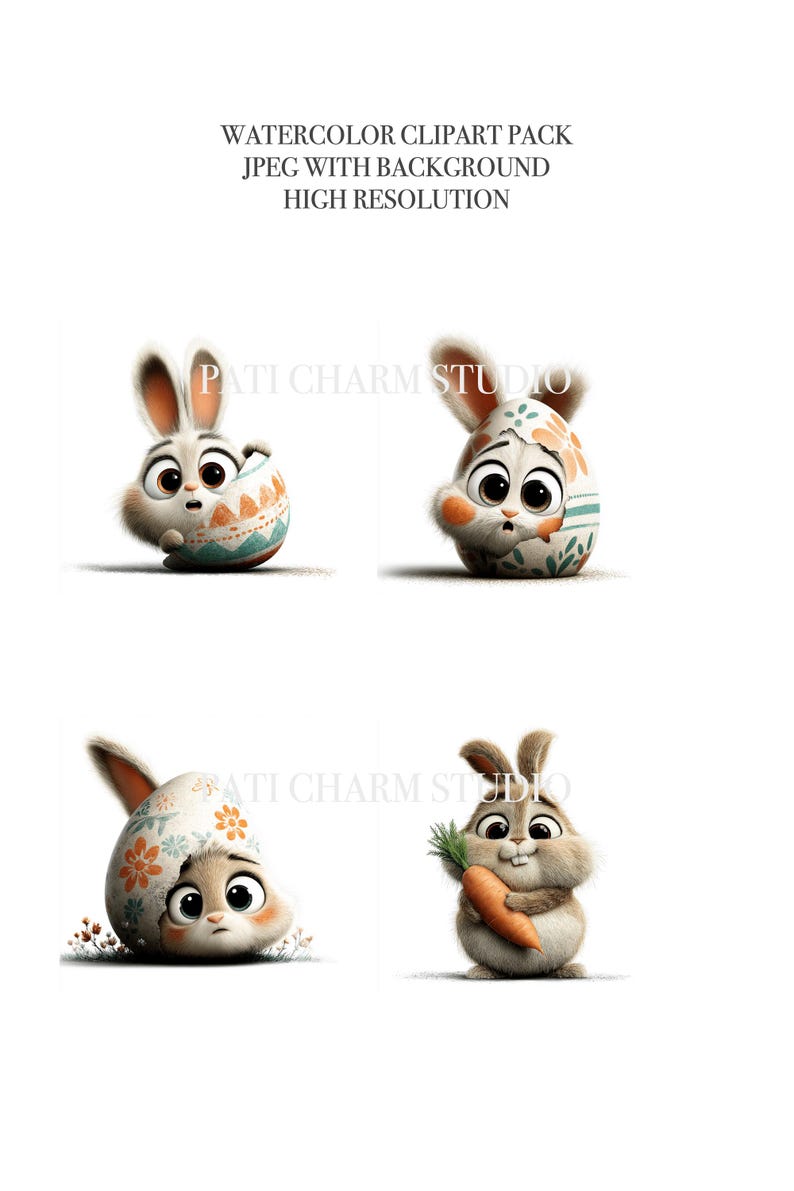 Easter Bunny Clipart Set, Cute Bunny With Eggs, Spring Bunny ...