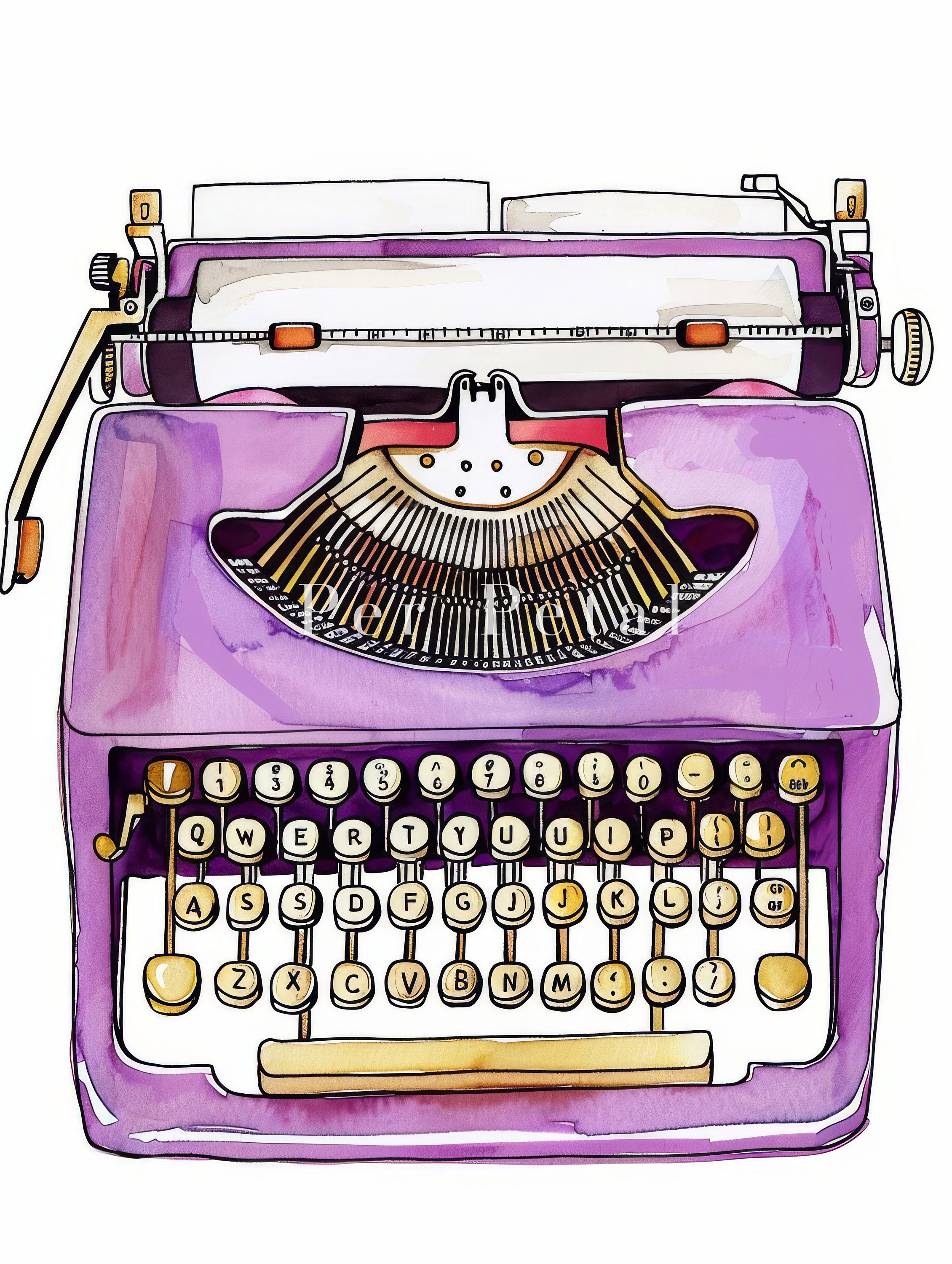 Typewriter Clipart Bundle, Typing Machine Clipart, High Quality Jpgs ...