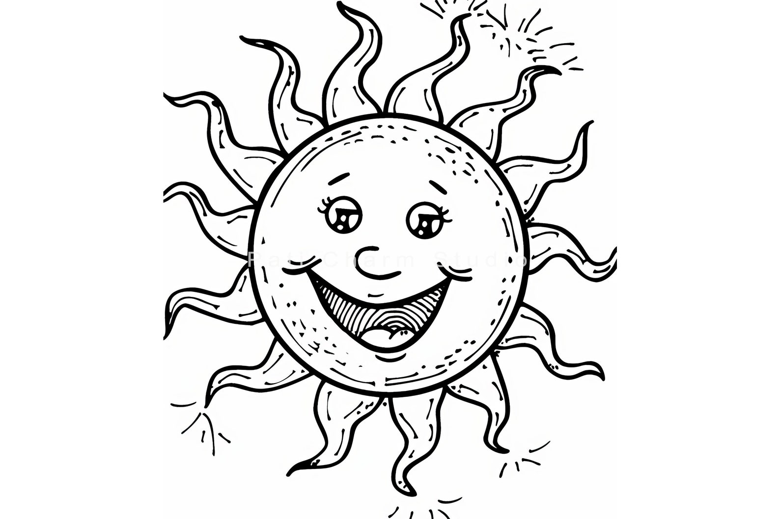 Happy Sun Coloring Page for Kids, Instant Download, Coloring Book ...