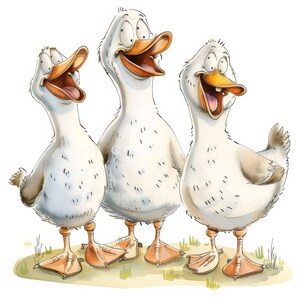 Happy Goose Clipart Bundle Watercolor Animal Clipart, Pink Clipart ...
