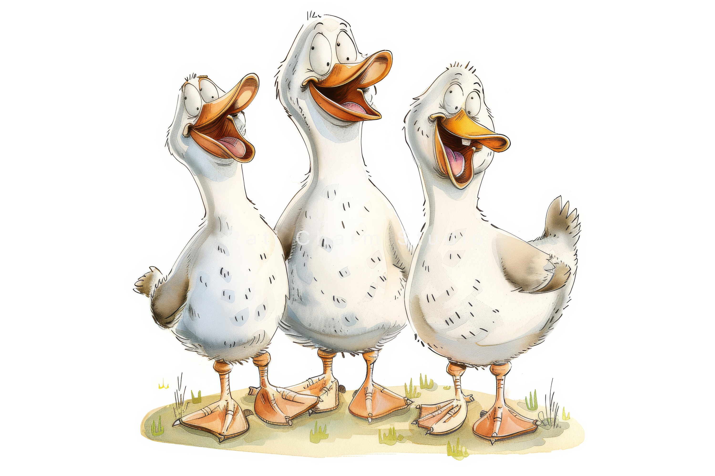Happy Goose Clipart Bundle Watercolor Animal Clipart, Pink Clipart ...