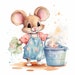 Cleaning Mouse Digital Clipart Bundle, High Quality Jpgs, Watercolor ...