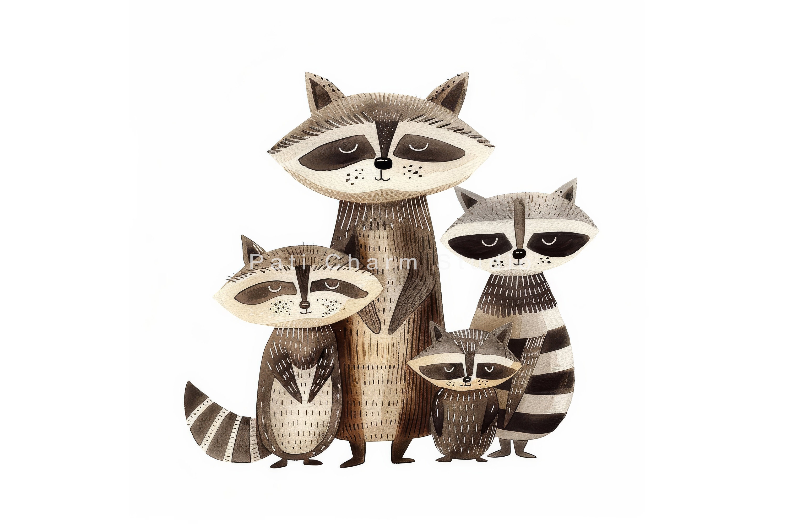 Raccoon Family Clipart Bundle, Cute Family Animal Clipart, Digital ...