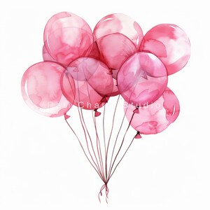 Watercolor Blue Balloon Clipart Set, Pink Balloon Clipart, Digital ...
