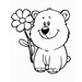 Cute Bear With Flowers Coloring Page for Kids, Instant Download ...