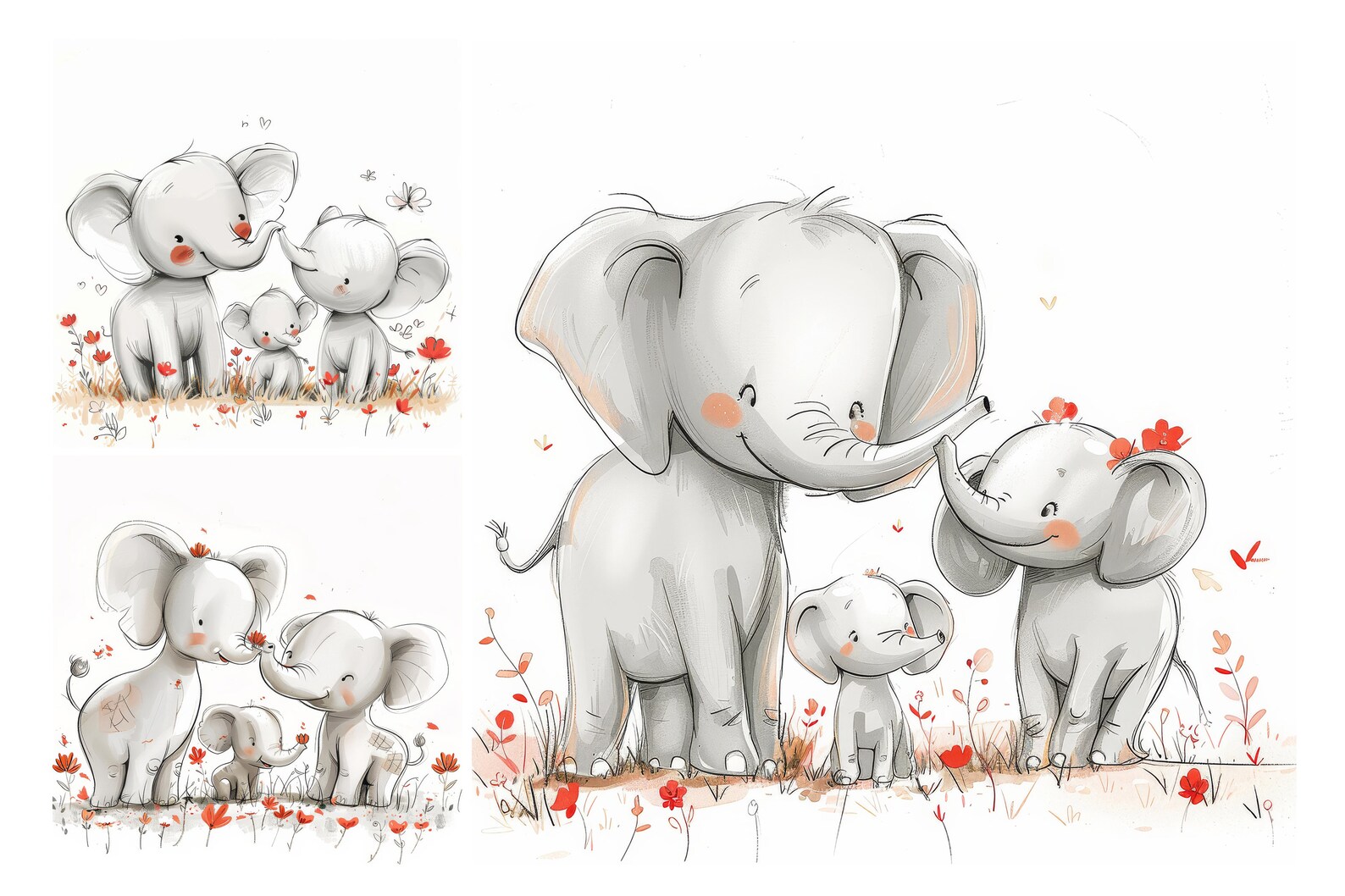 Cute Baby Elephant Clipart Bundle, High Quality Jpgs, Baby Clipart ...