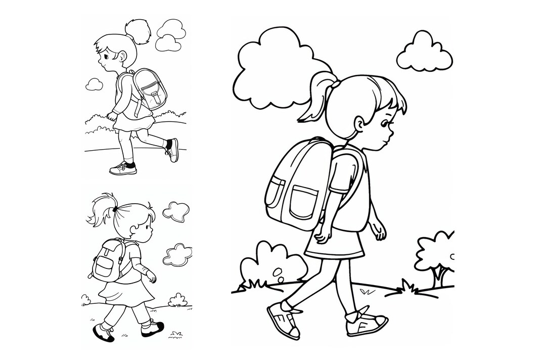 Going to School Coloring Page for Kids, Instant Download, Coloring Book ...
