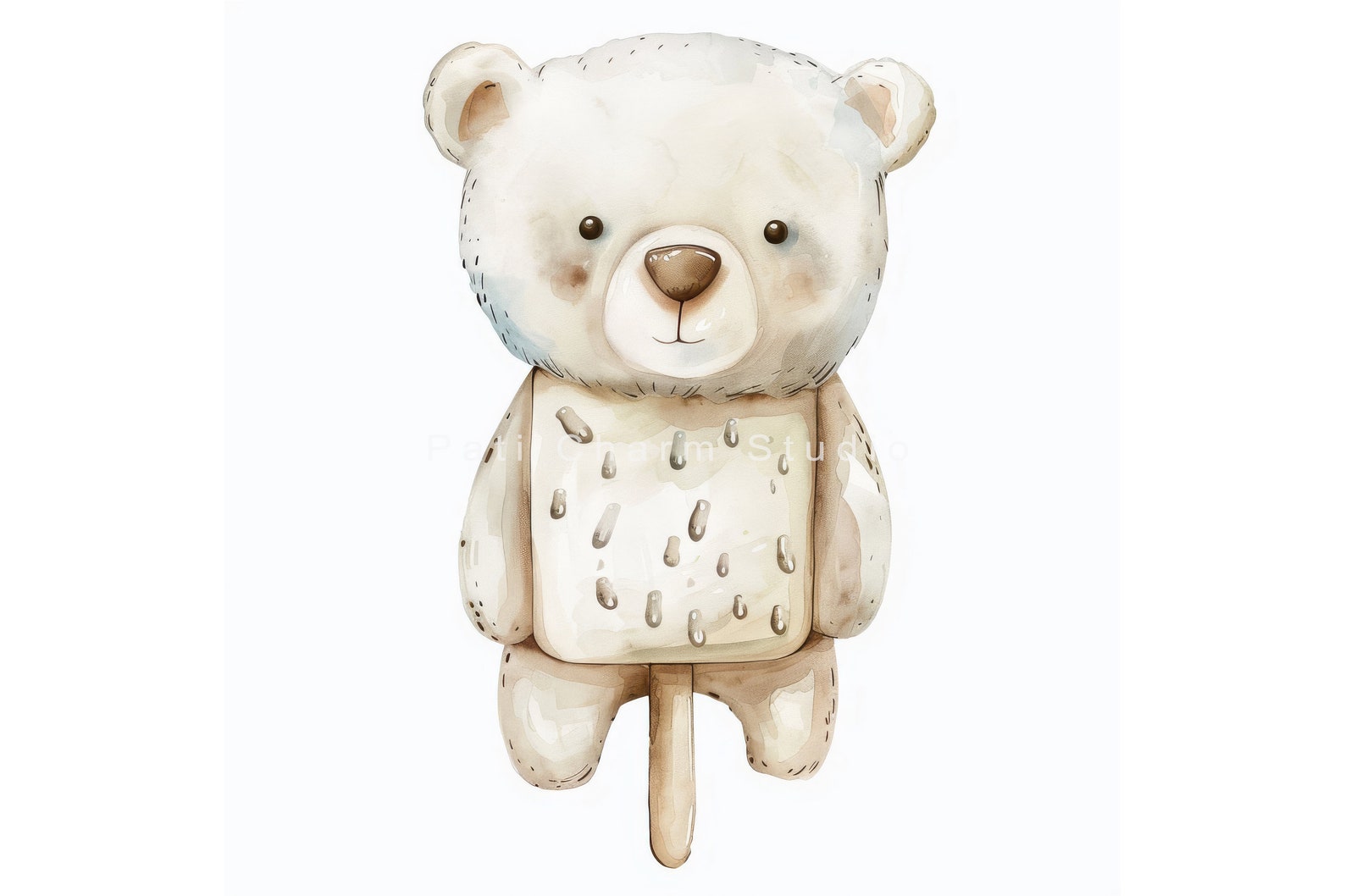 Cute Bear Ice Cream Clipart Set, Watercolor Ice Cream Nursery Clipart ...