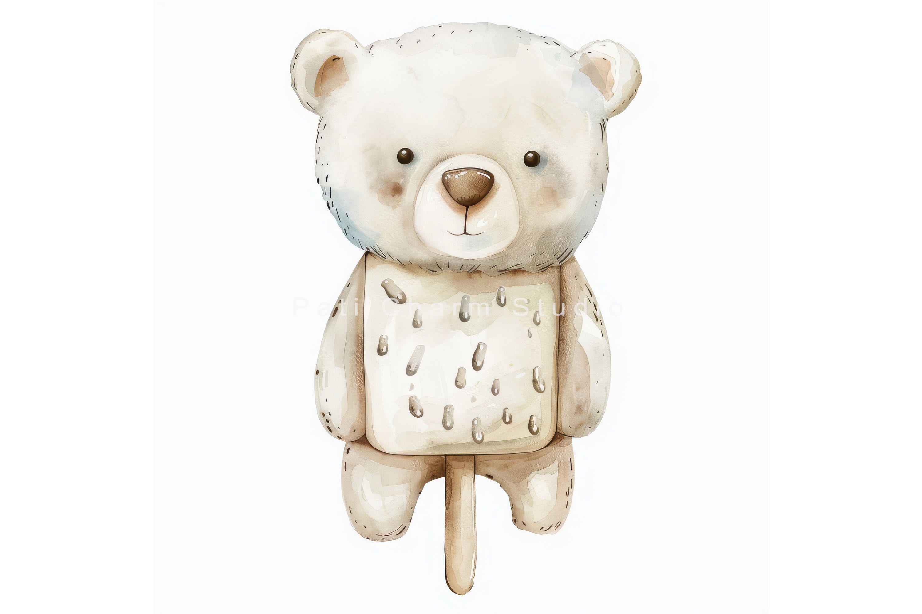 Cute Bear Ice Cream Clipart Set, Watercolor Ice Cream Nursery Clipart ...