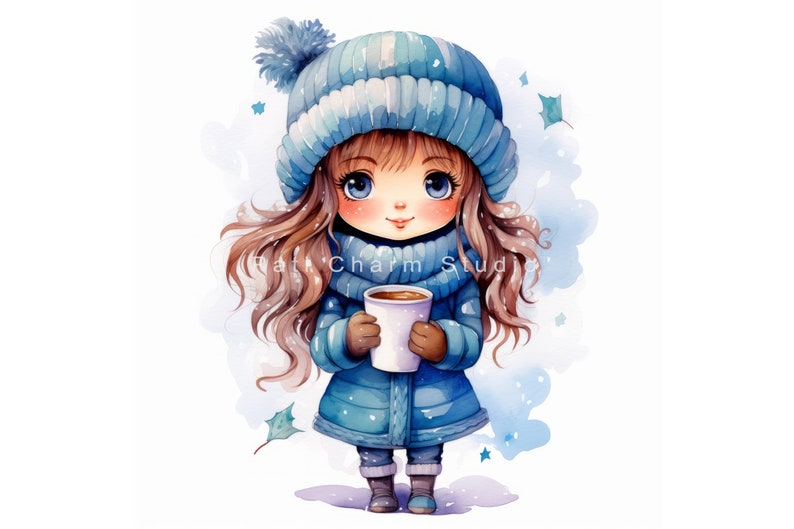 Winter Girl Clipart Bundle, Jpgs, Cute Girl Clipart for Commercial Use ...