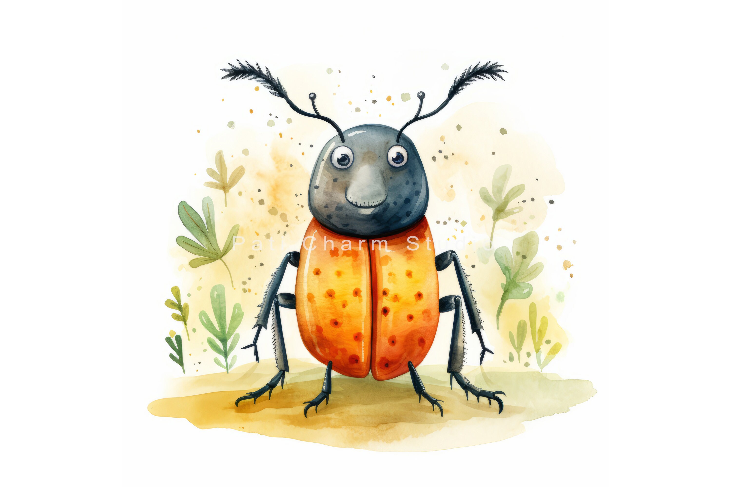 Watercolor Bugs Clipart Bundle, Funny Bug Clipart, Nursery Wall Art ...